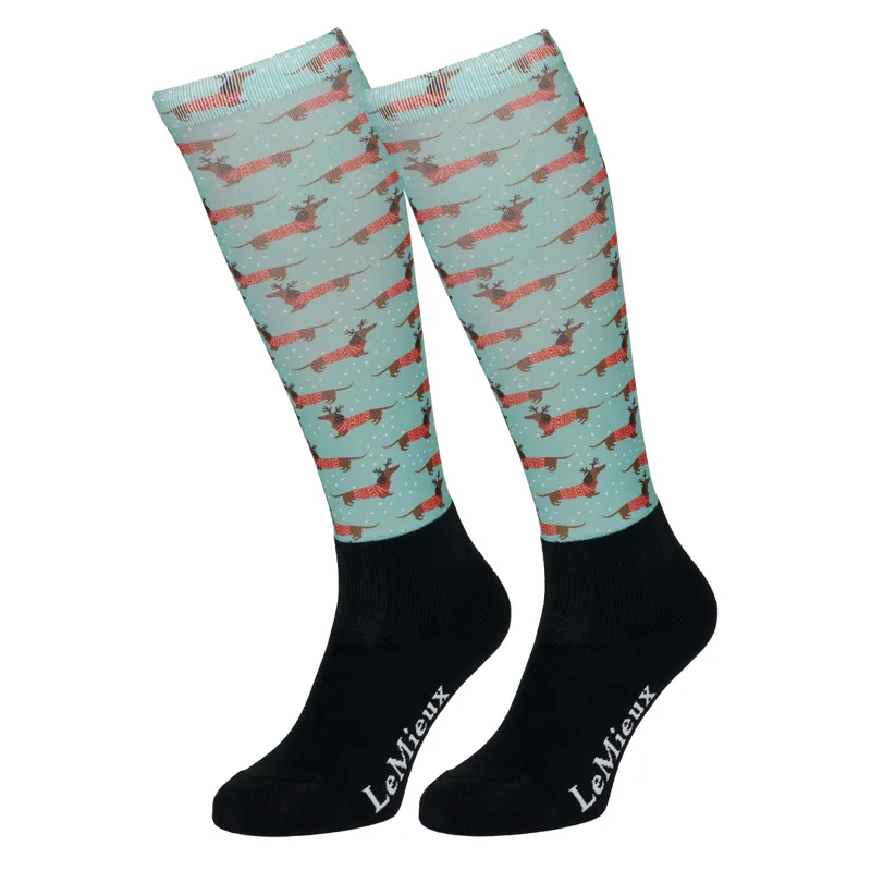 LeMieux Footsie Socks Adults - Christmas Daschunds