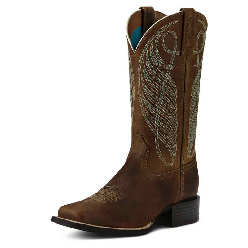 Ariat Women's Round Up Wide Square Toe Western Boot - Powder Brow