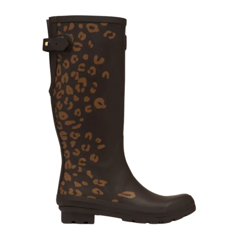Joules Ladies Printed Wellies - Brown Leopard Border